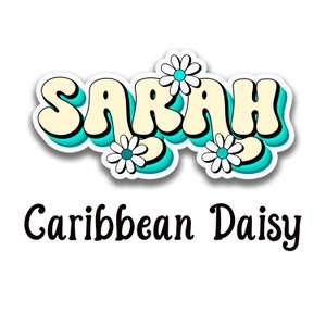 Retro Name Sticker: Personalized 70s Groovy Daisy Decal - Etsy