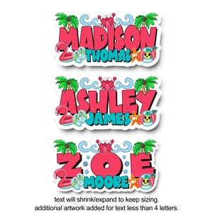 Summer Name Sticker: Custom Waterproof Vinyl Decal, Beach Party Favor ...