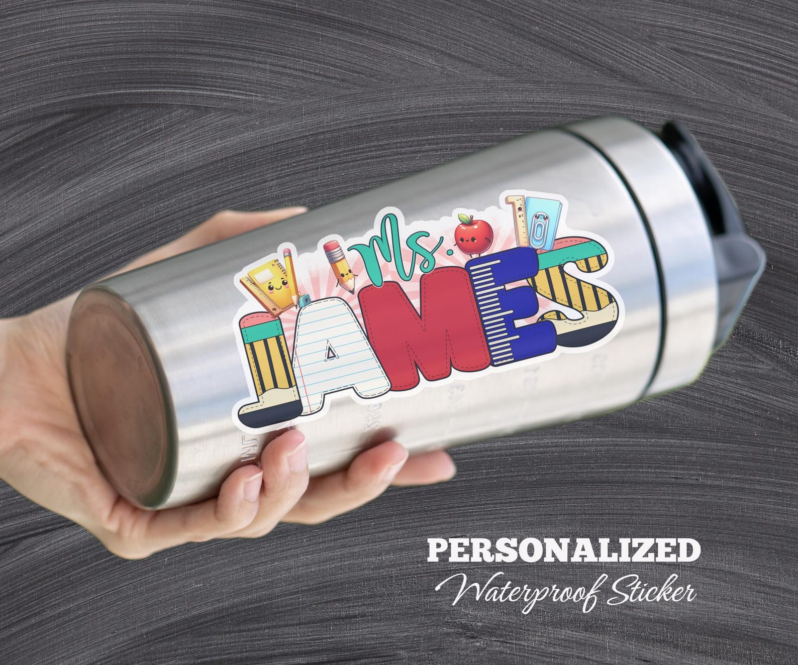 Personalized Teacher Name Sticker, Waterproof Vinyl Gift, Back-to ...