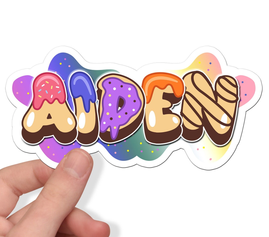 Funny Donut Name Sticker, Custom Stickers, Waterproof Sticker, Party ...