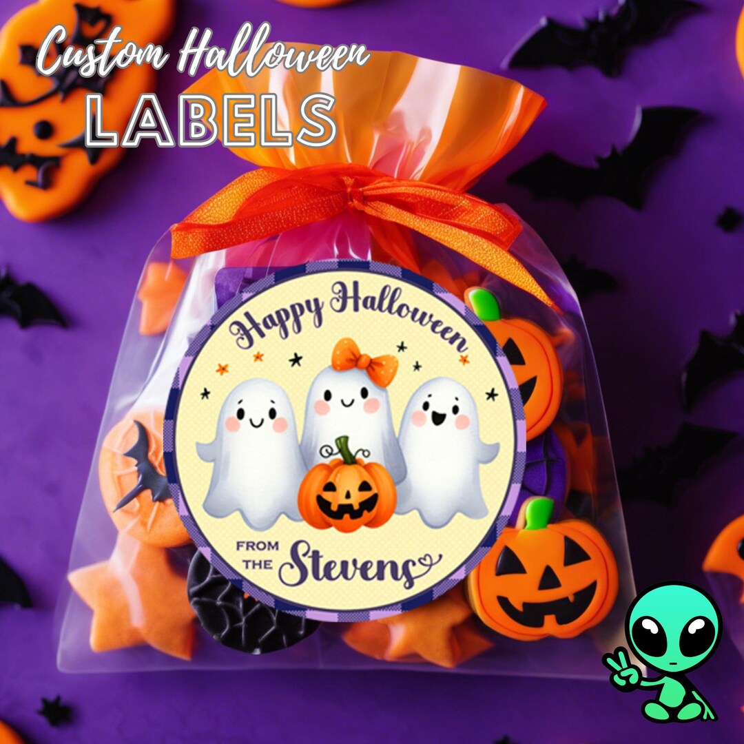 Personalized Halloween Labels – Cute Ghost Sticker Sheet for Gift Bags ...