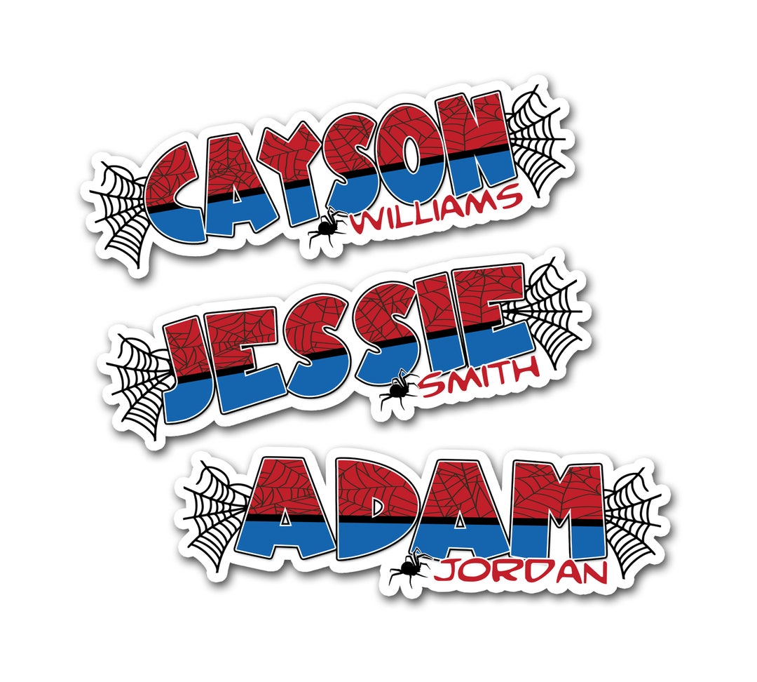 Superhero Name Sticker: Custom Spider Comic Waterproof Decal - Etsy