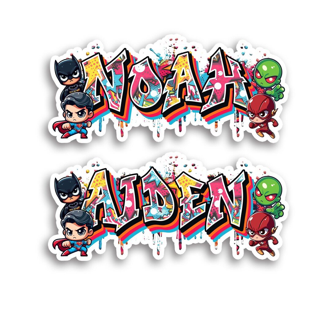 Superhero Graffiti Name Sticker: Custom Waterproof Comic Decal - Etsy