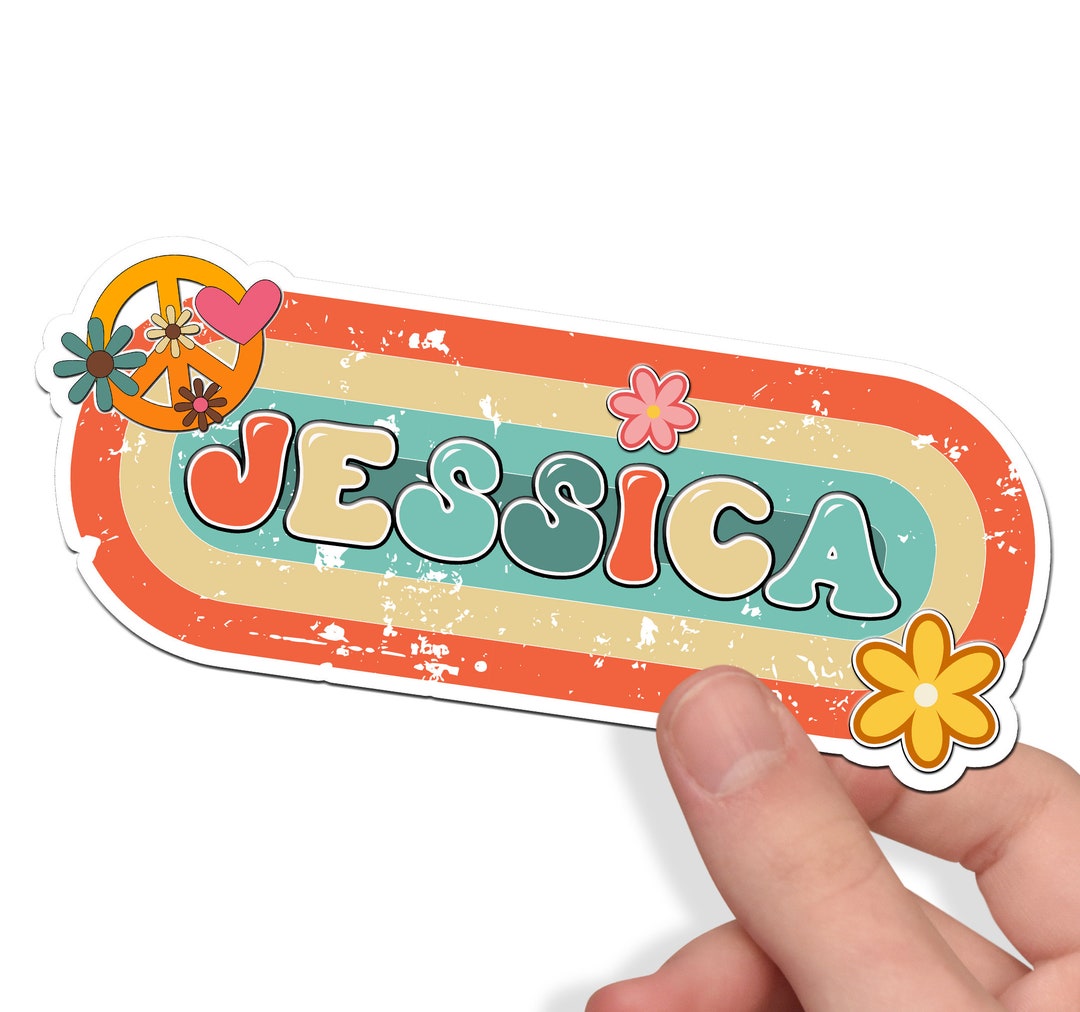 Retro Rainbow Custom Name Sticker, Cool Custom Sticker, Personalized ...