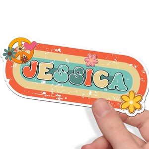 Retro Rainbow Custom Name Sticker, Cool Custom Sticker, Personalized ...
