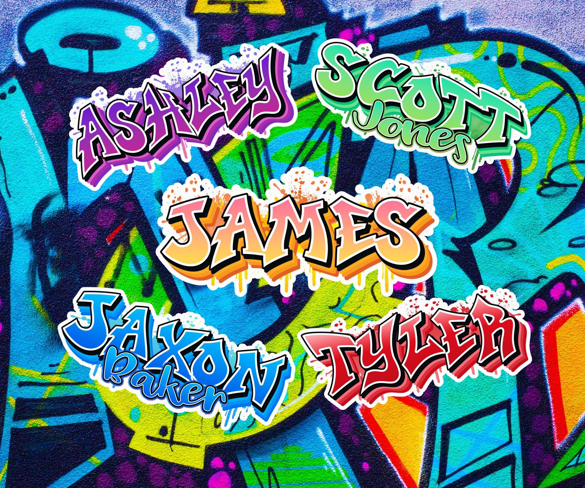 Graffiti Name Sticker: Personalized Waterproof Vinyl Decal - Etsy
