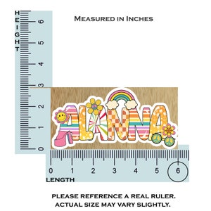 Retro Hippie Custom Name Sticker, Cool Custom Sticker, Personalized ...