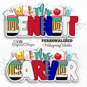Personalized Teacher Name Sticker, Waterproof Vinyl Gift, Back-to ...