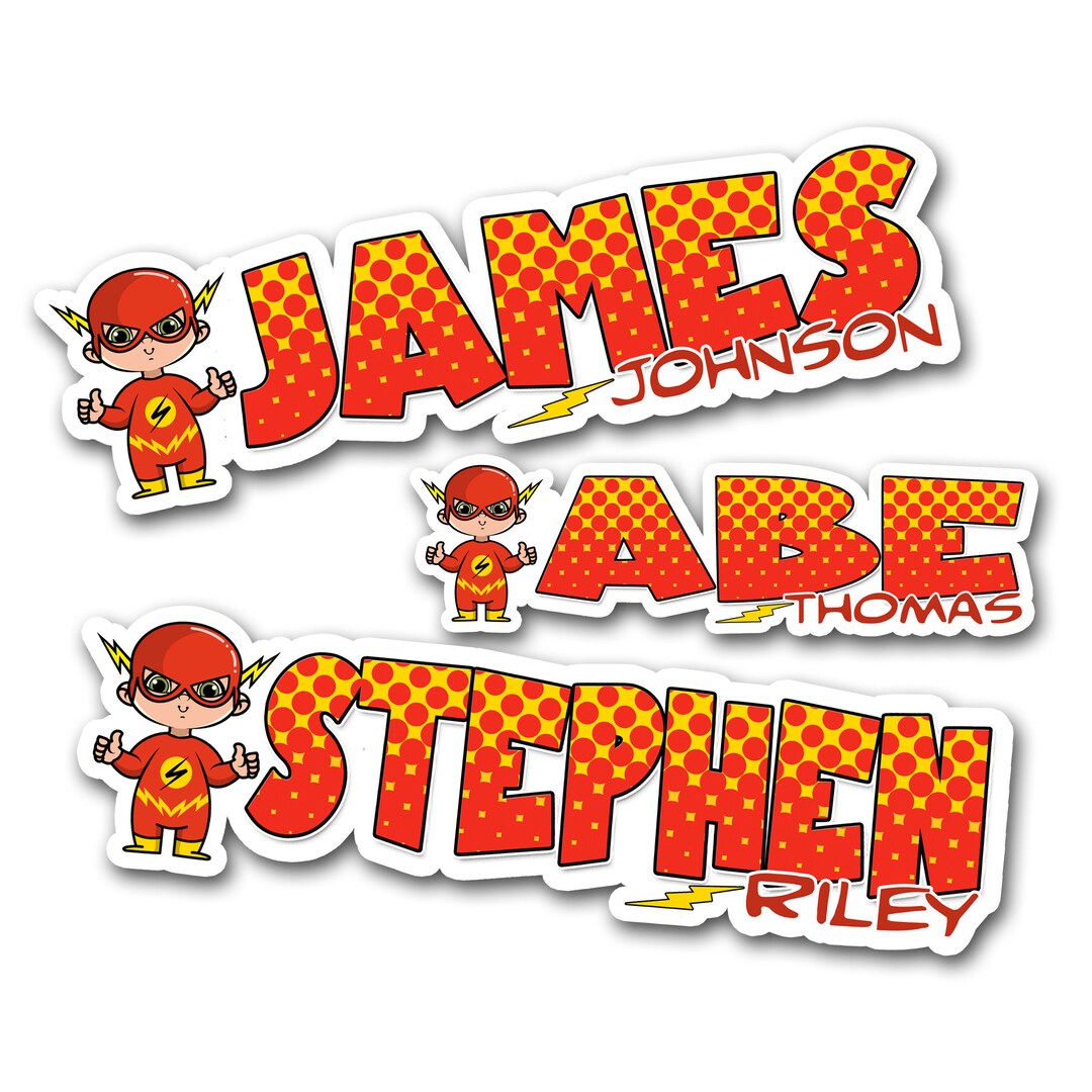 Superhero Name Sticker, Custom Waterproof Vinyl Decal, Speedster Hero ...