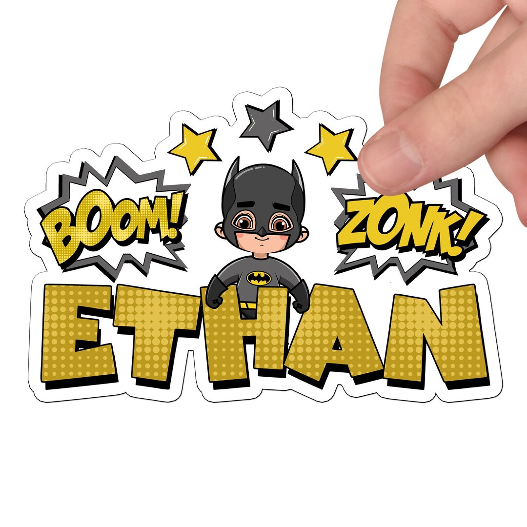 Custom Superhero Name Sticker: Waterproof Vinyl Bat Hero Decal - Etsy