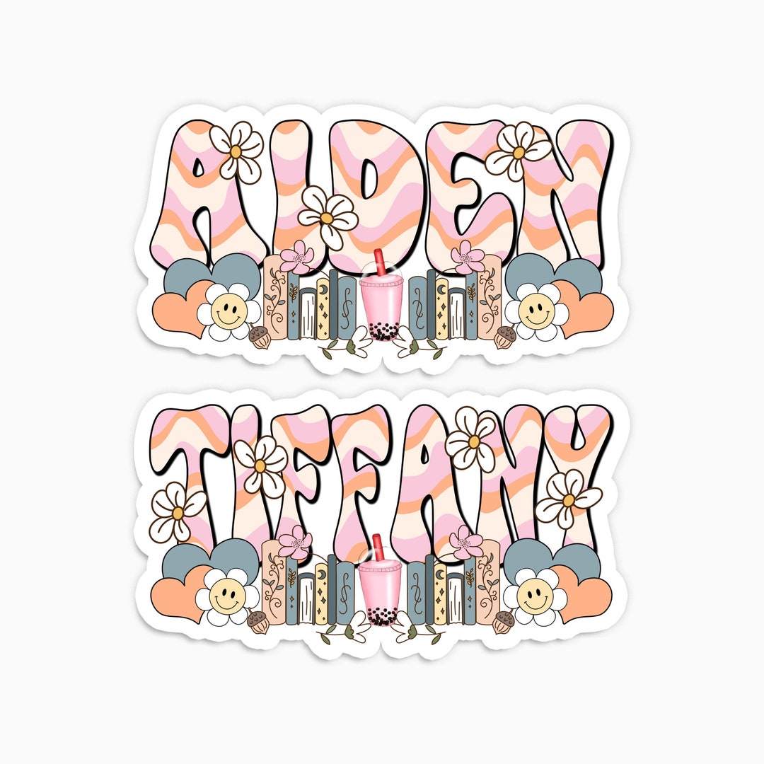 Books and Boba Name Sticker: Personalized Waterproof Laptop Decal - Etsy