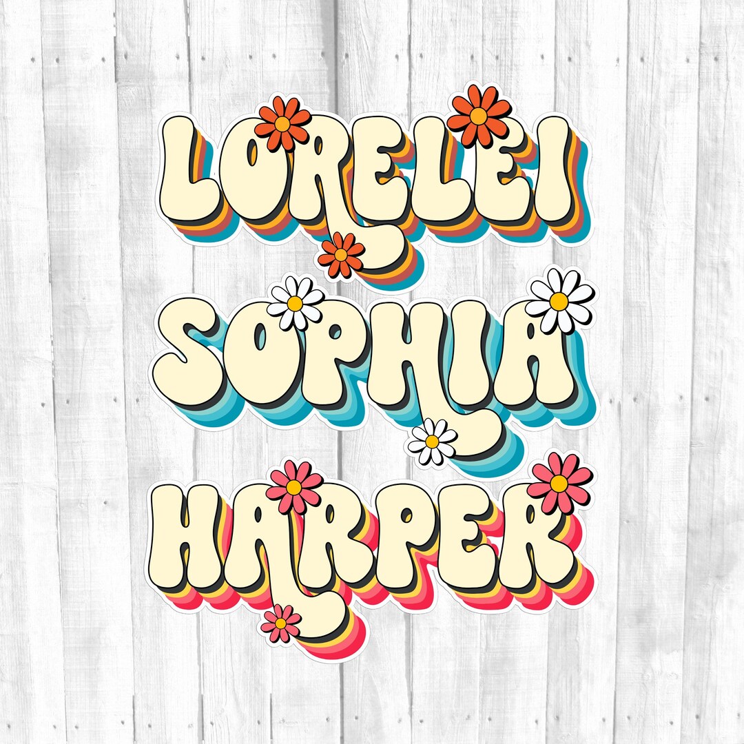 Retro Custom Name Sticker, Custom Sticker, Personalized Sticker, Custom ...
