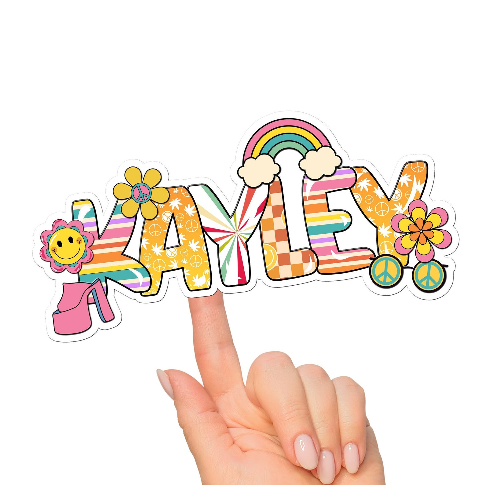 Retro Hippie Custom Name Sticker Cool Custom Sticker - Etsy