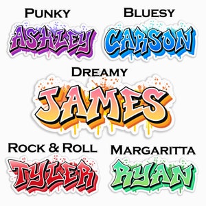Graffiti Name Sticker, Custom Street Art Decal, Waterproof Gift for ...