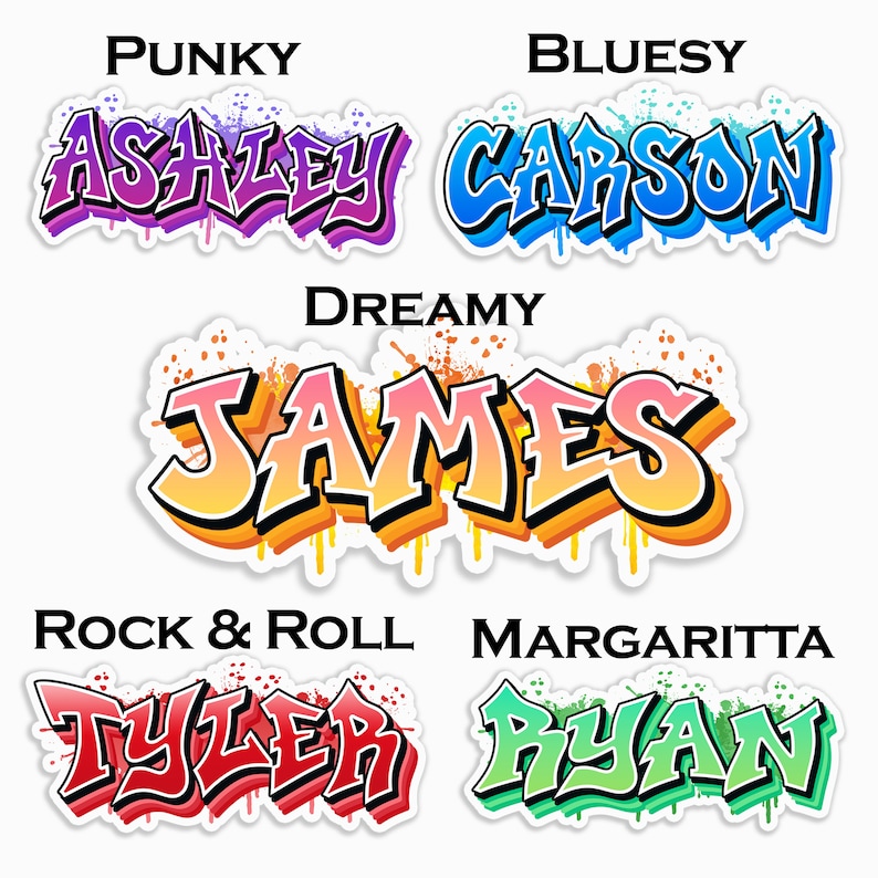 Graffiti Name Sticker, Custom Street Art Decal, Waterproof Gift for ...