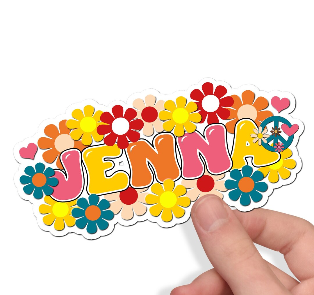 Flower Child Custom Name Sticker, Retro Custom Sticker, Hippie ...