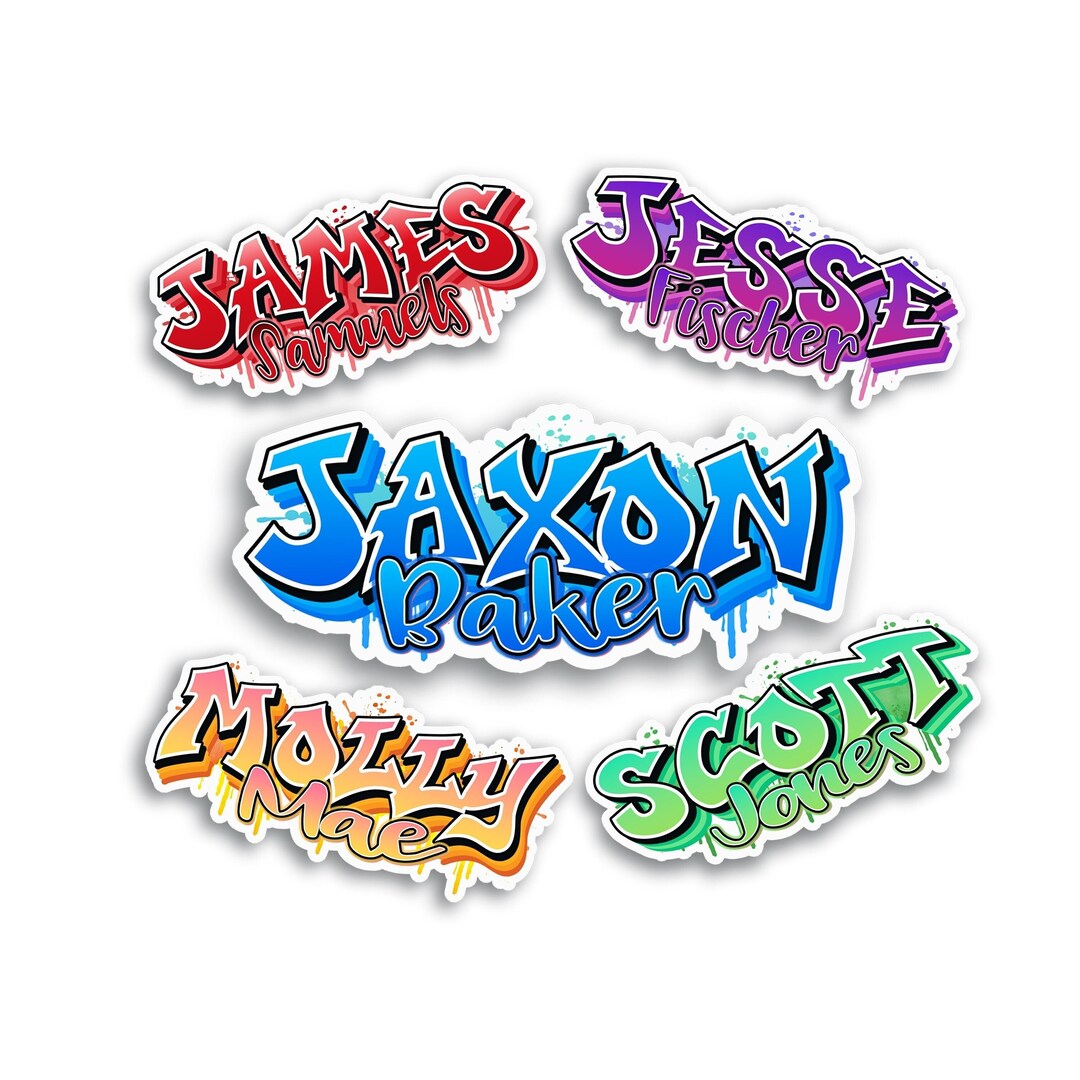 Graffiti Name Sticker: Custom Waterproof Decal for School Supplies - Etsy
