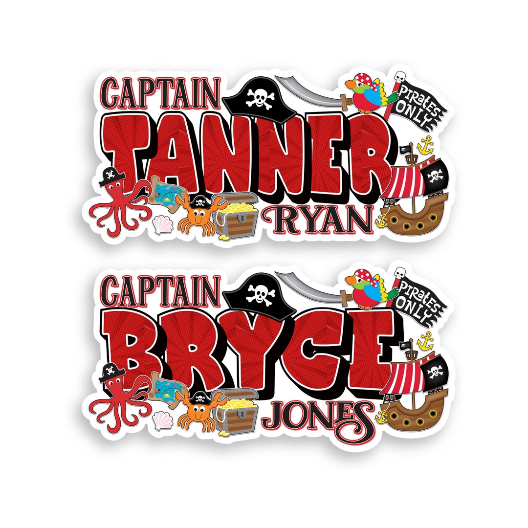 Pirate Name Sticker - Personalized Captain Decal, Waterproof Vinyl ...