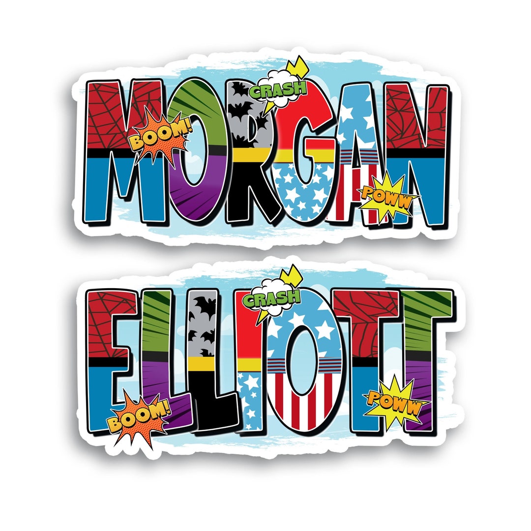 Superhero Name Sticker: Custom Comic Book Waterproof Decal - Etsy
