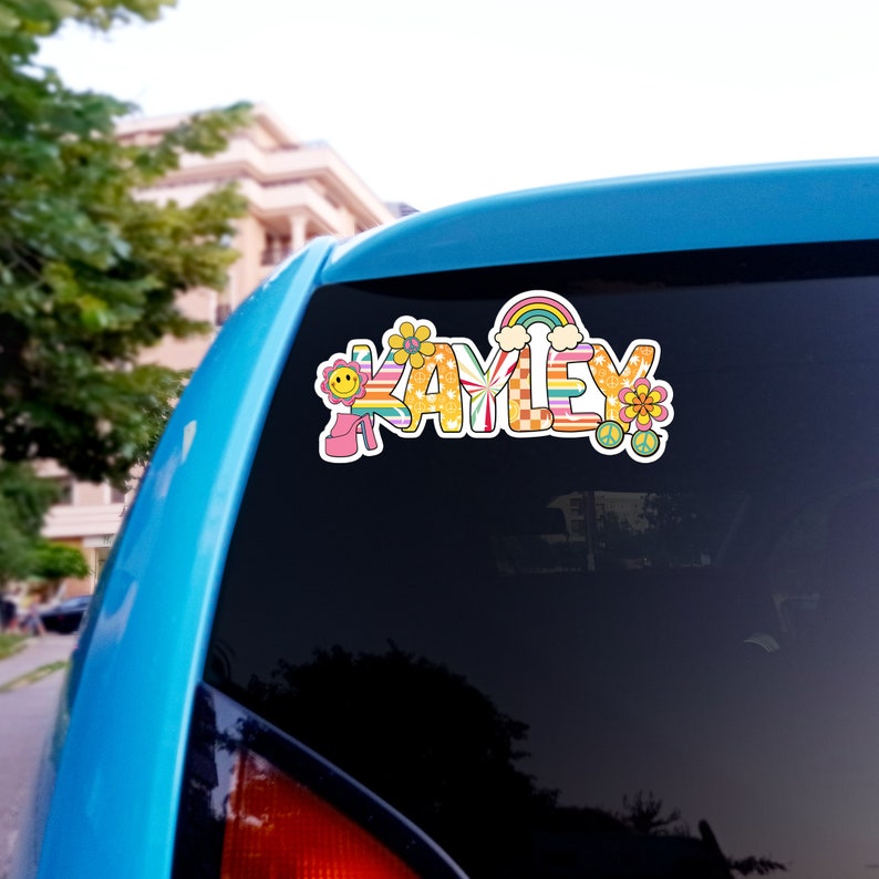 Retro Hippie Custom Name Sticker Cool Custom Sticker - Etsy