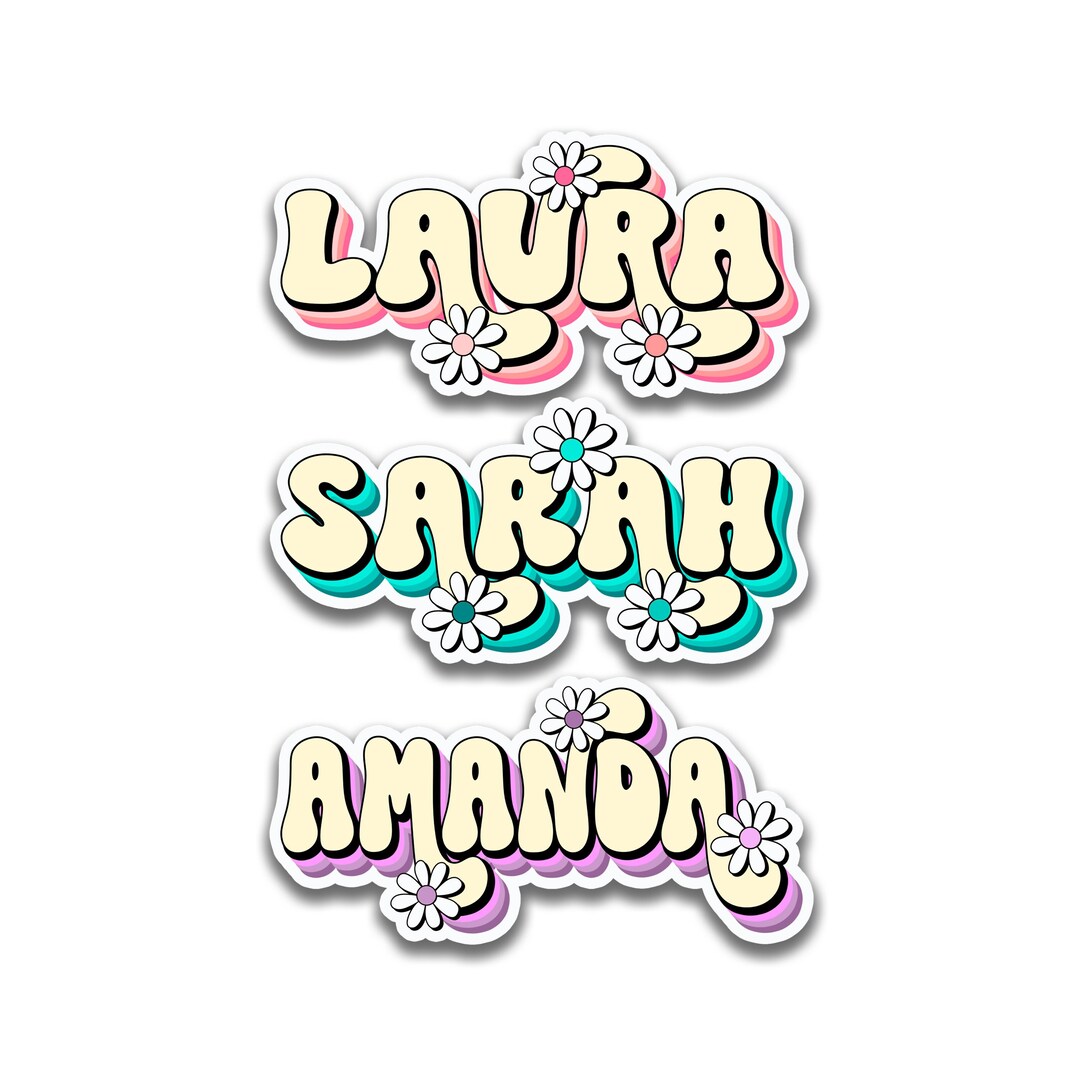 Retro Custom Name Sticker, Custom Sticker, Personalized Sticker, Custom ...