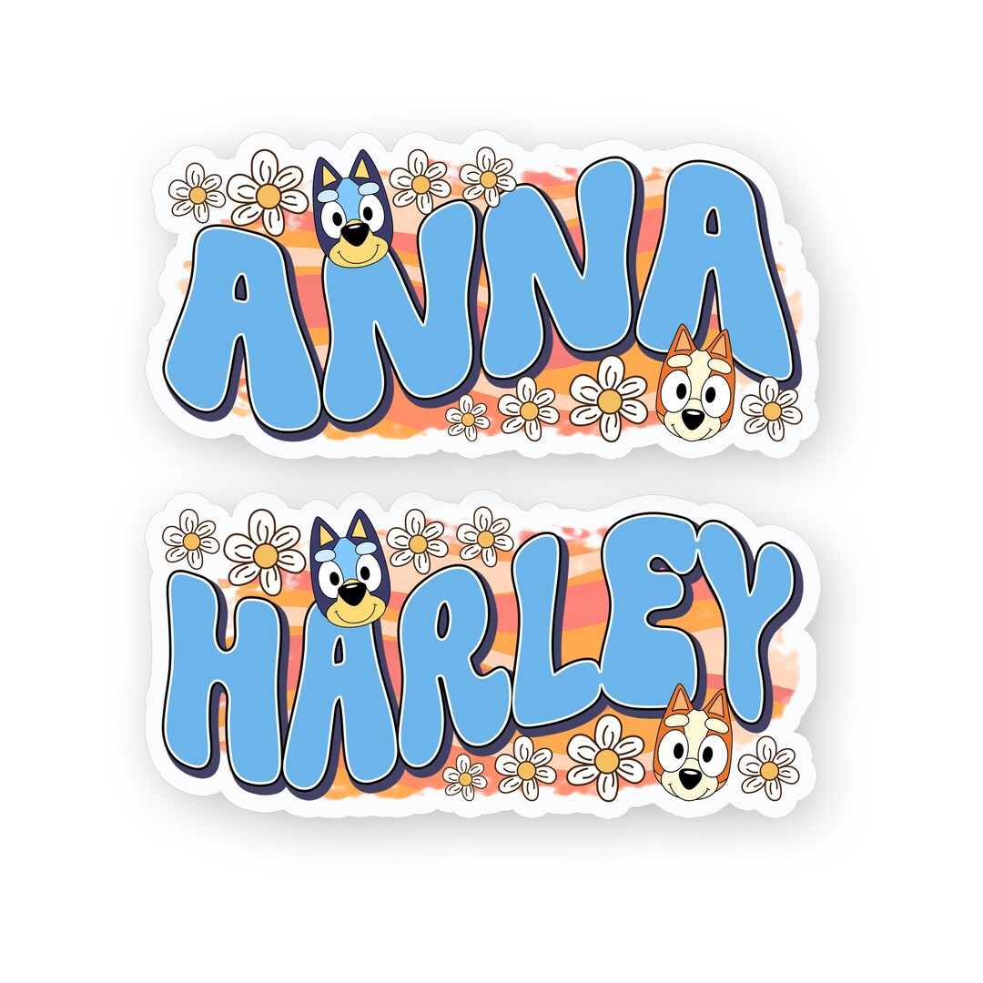 Blue Dog Name Sticker: Personalized Waterproof School Label - Etsy