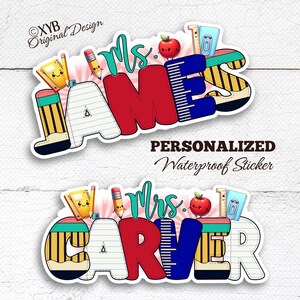 Personalized Teacher Name Sticker, Waterproof Vinyl Gift, Back-to ...