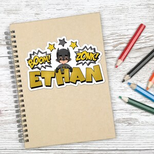 Custom Superhero Name Sticker: Waterproof Vinyl Bat Hero Decal - Etsy