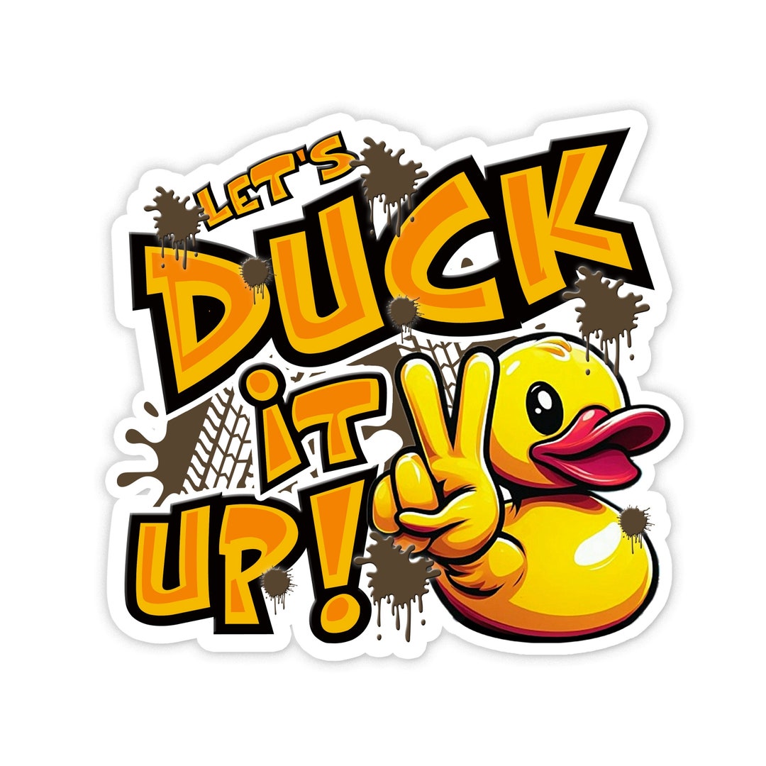 Funny Stickers for Ducking Game, Rubber Duck Peace Sign Wave, Off-road ...