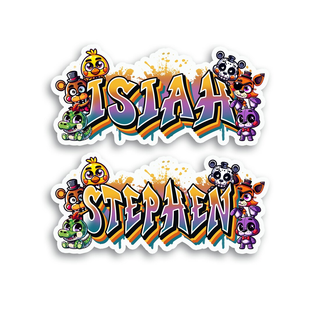 Animatronic Name Sticker - Personalized Horror Decal, Waterproof Vinyl ...