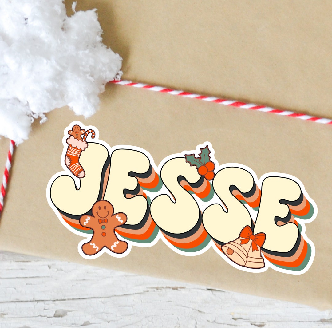 Retro Christmas Name Sticker: Personalized Holiday Decal - Etsy