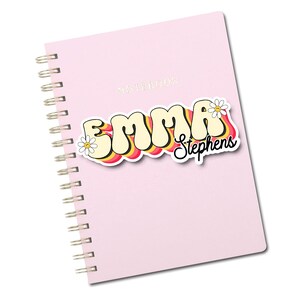 First and Last Name Sticker, Custom Waterproof Retro Decals ...