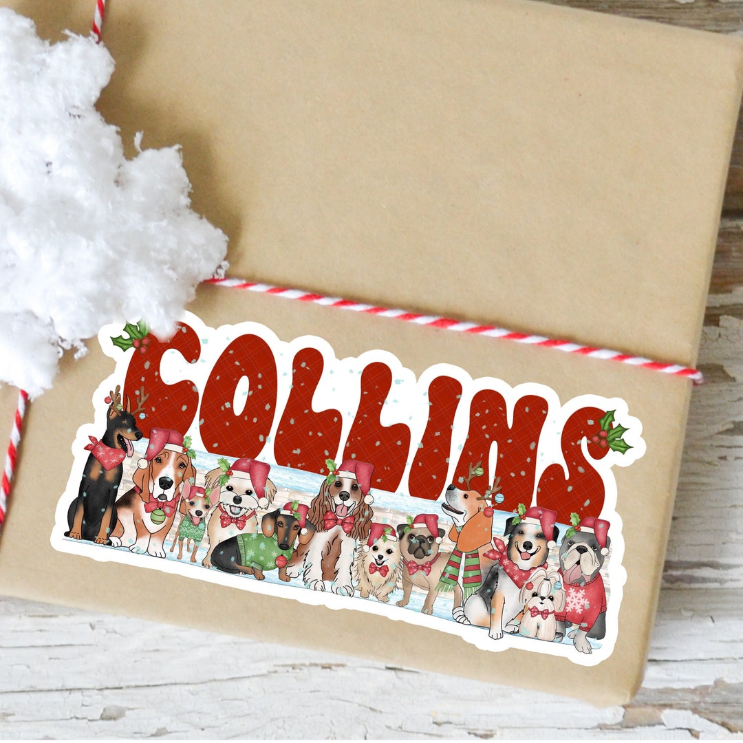 Christmas Dog Name Sticker: Personalized Holiday Pet Decal - Etsy