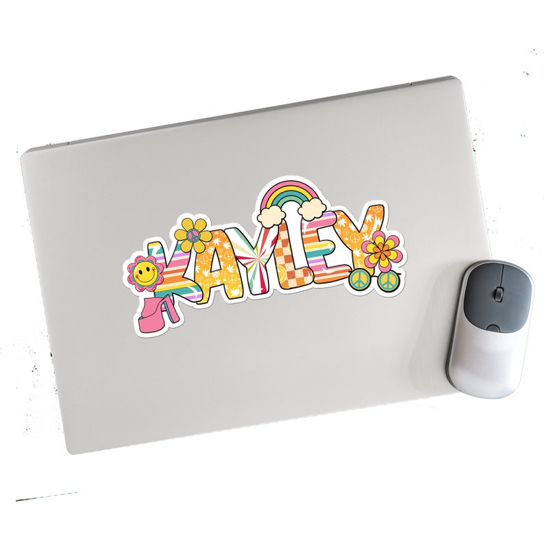 Retro Hippie Custom Name Sticker Cool Custom Sticker - Etsy