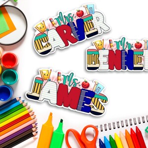 Personalized Teacher Name Sticker, Waterproof Vinyl Gift, Back-to ...