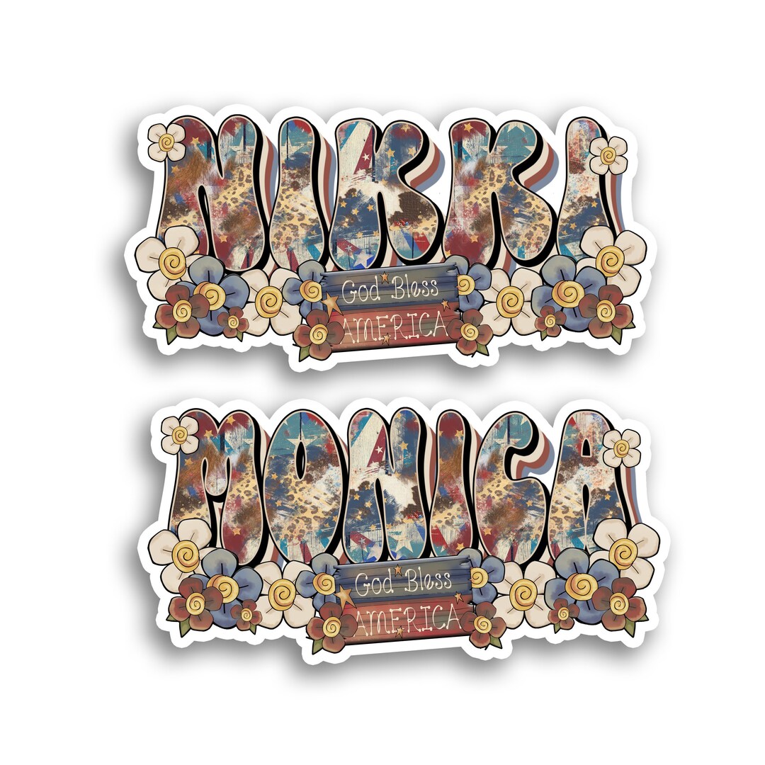 Patriotic Name Sticker - Personalized Red White and Blue Decal ...