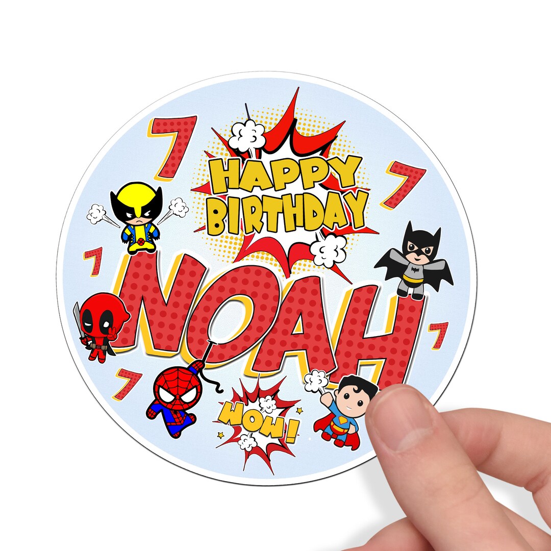 Custom Birthday Super Hero Sticker Pack, Superhero Friends Party Theme ...