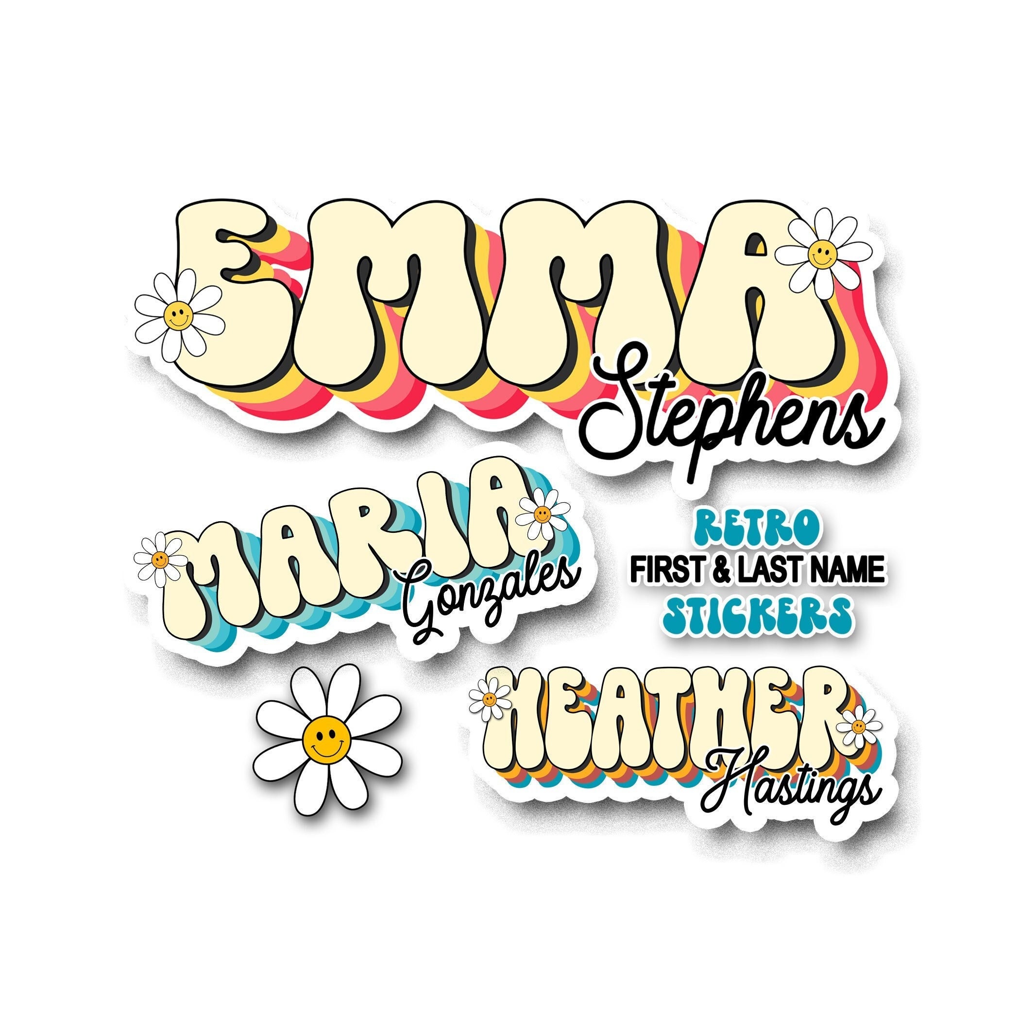 Personalized Retro Name Sticker: Waterproof Vinyl Decal - Etsy