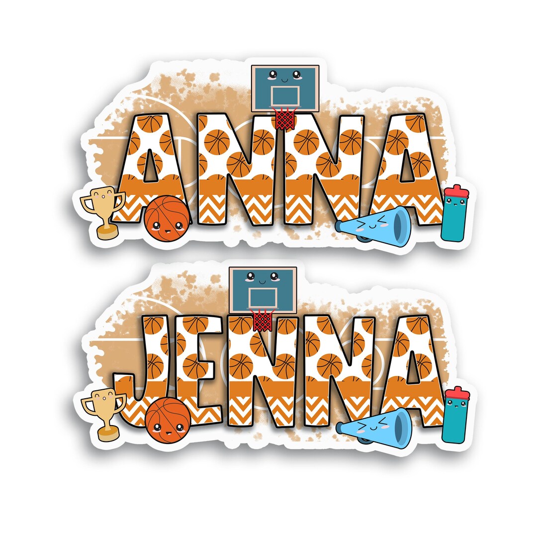 Basketball Name Sticker: Personalized Waterproof Vinyl Decal - Etsy