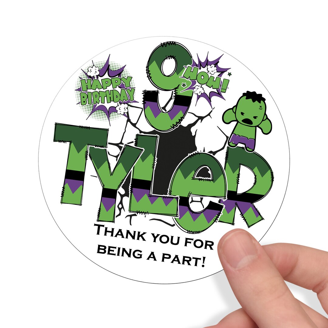 Custom Birthday Super Hero Sticker Pack, Smash Superhero Party Theme ...