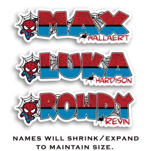 Spider Superhero Name Sticker: Custom Waterproof Vinyl Decal - Etsy
