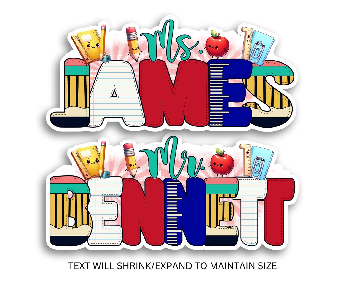 Personalized Teacher Name Sticker, Waterproof Vinyl Gift, Back-to ...
