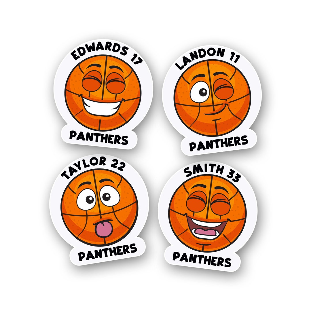 Basketball Emoji Name Sticker, Custom Team Decal, Waterproof Sports ...