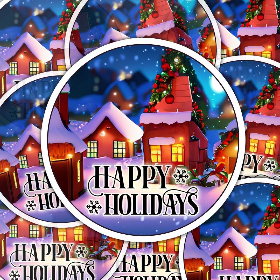 Christmas Stickers Round Christmas Labels Holiday Stickers - Etsy