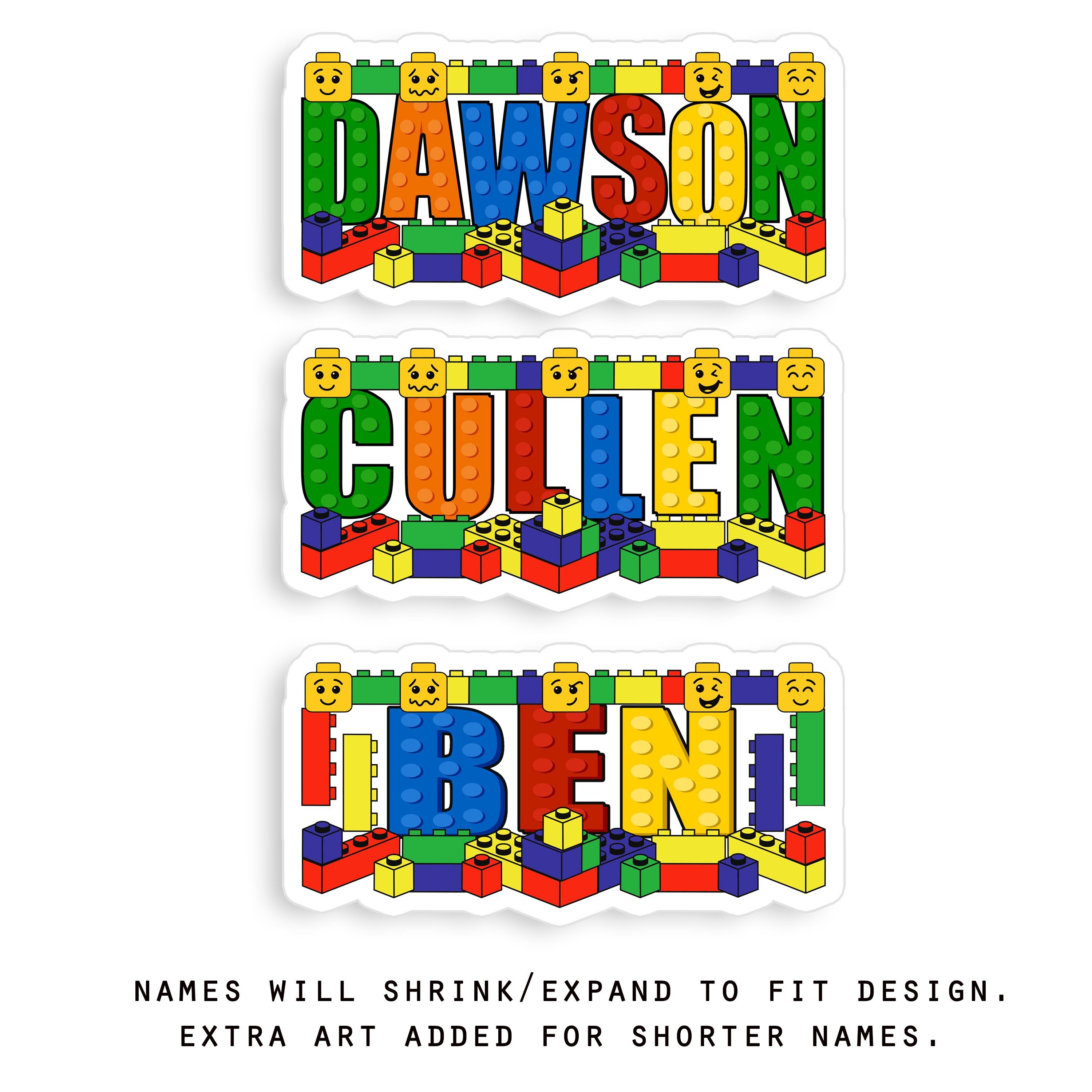 Building Bricks Name Sticker: Personalized Block Decal, Kids School ...