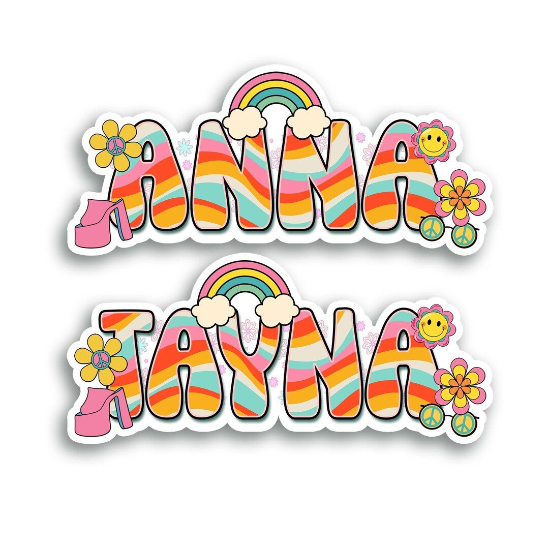 70s Hippie Name Sticker - Groovy Flower Power Personalized Vinyl Decal ...