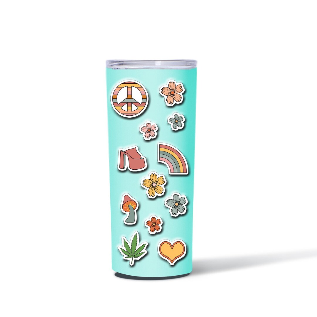 Hippie Custom Waterproof Sticker Pack, Hippie Flower Stickers, 60s Die ...