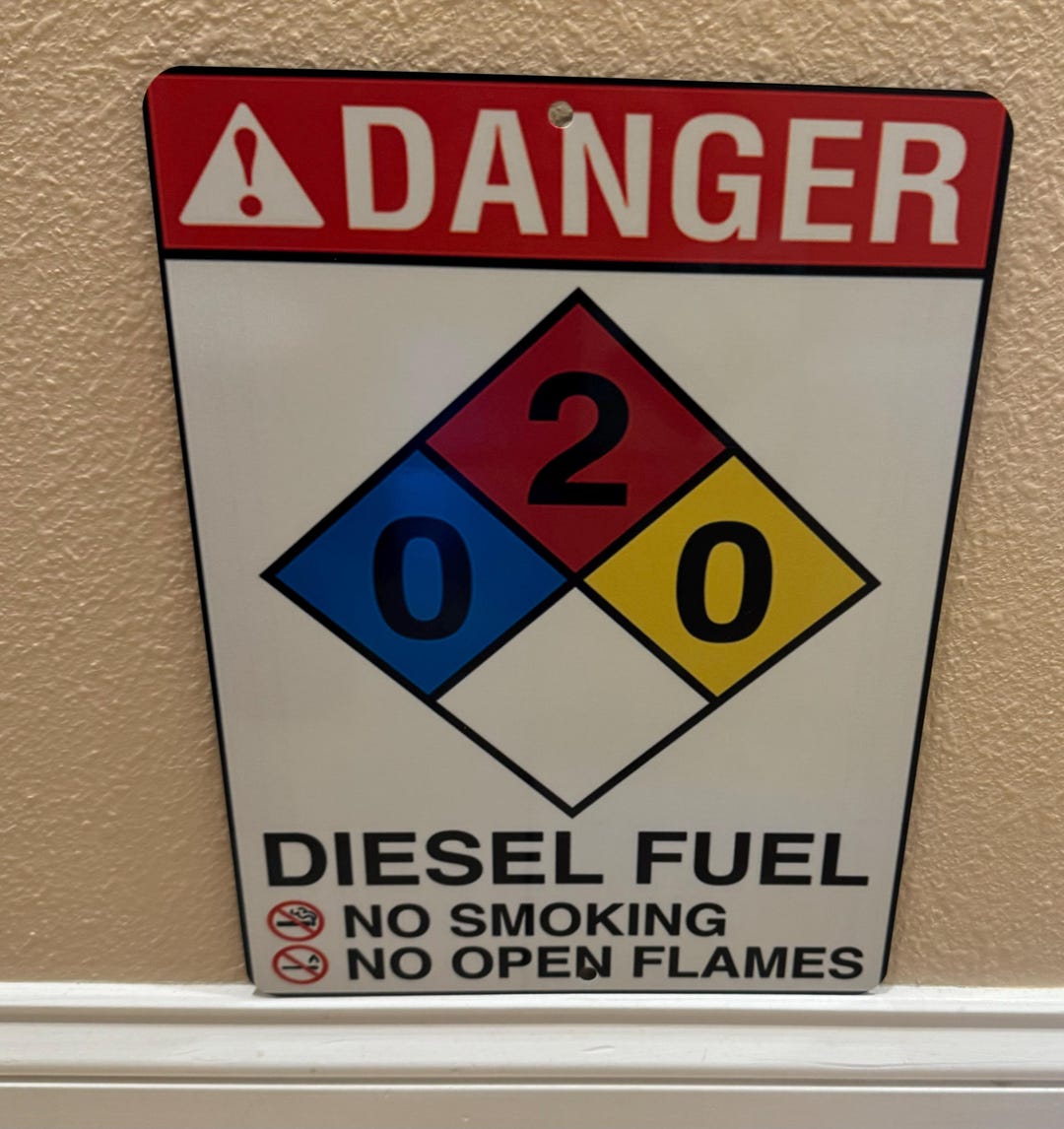 9"x12" Danger Diesel Fuel No Smoking Hazard Caution Aluminum Metal Sign ...