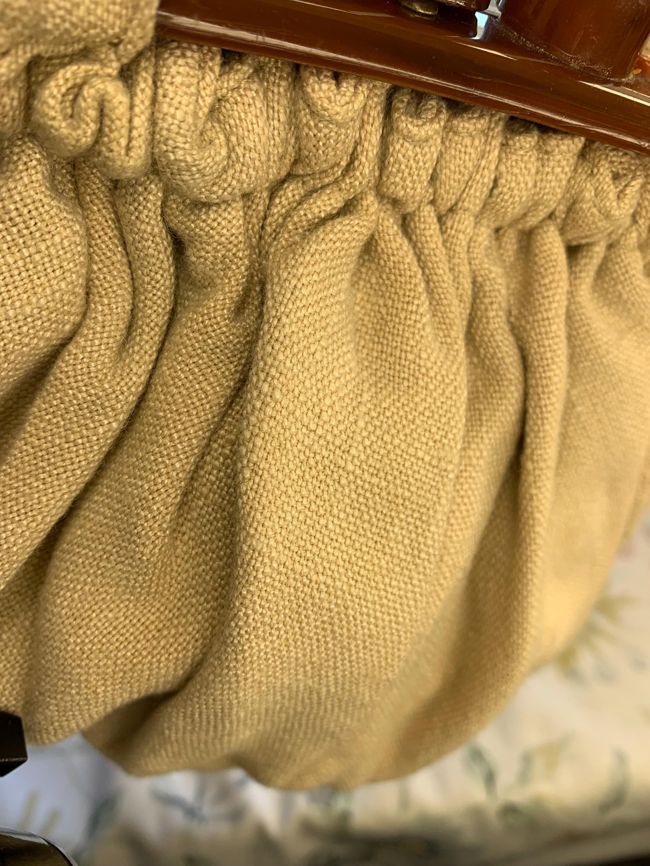 Vintage 1940s Era Muslin/ Linen Curtain Rod Handbag With Chunky Plastic ...