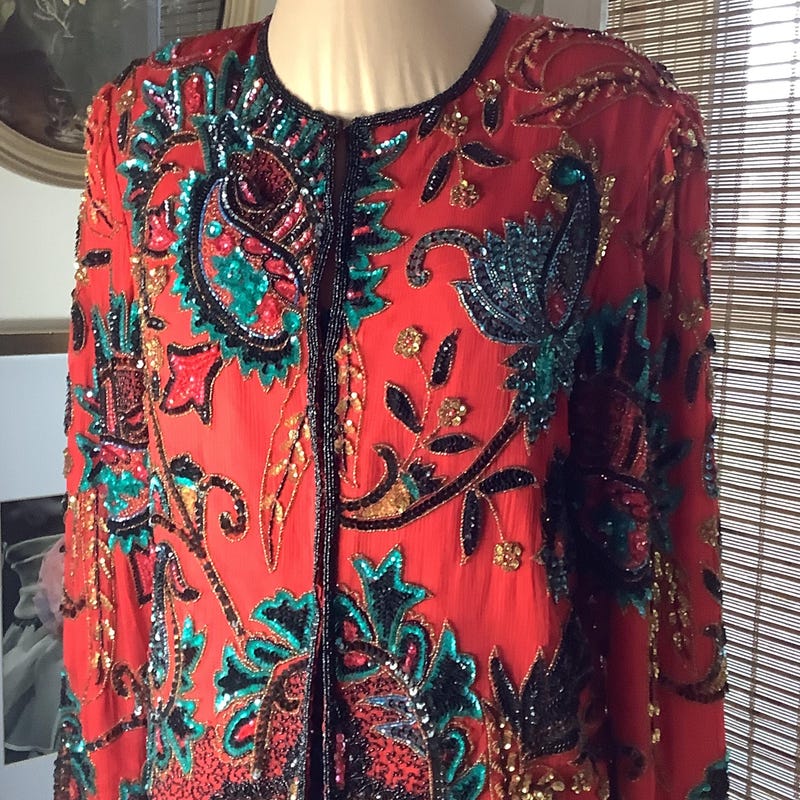 Beaded Silk Jacket - Etsy